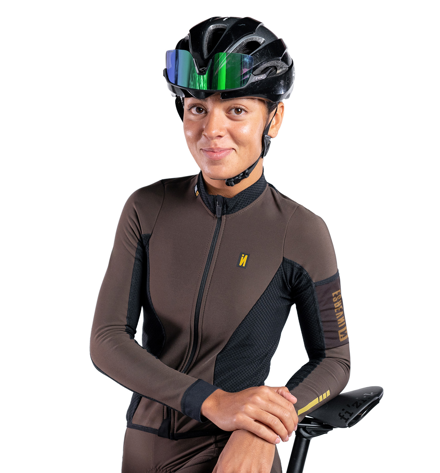 Long sleeve cycling jersey PURE LEVEL DARK BROWN (FEMALE)
